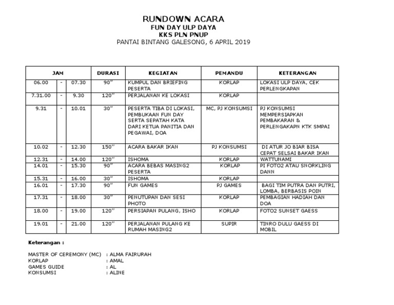 Rundown Acara Family Gathering | PDF