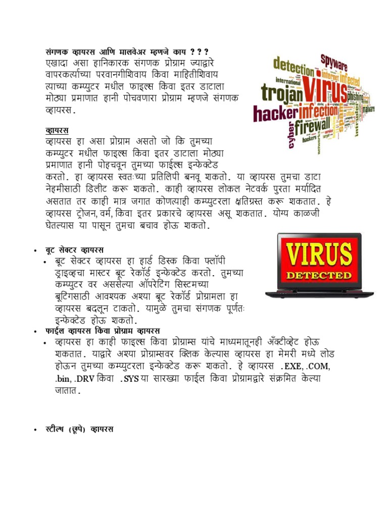 Computer Virus Info Marathi | PDF