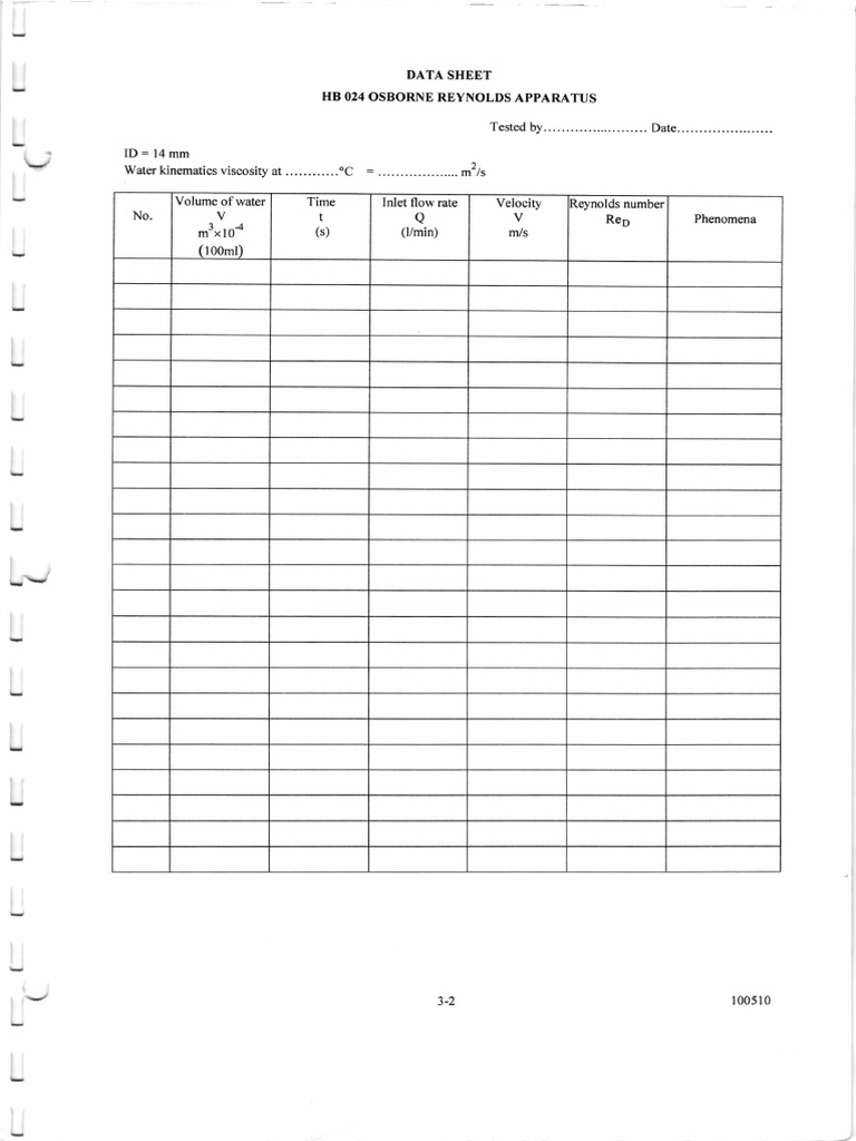 Experiment 2 - Classification of Fluid Flow Using Osborne Reynolds ...