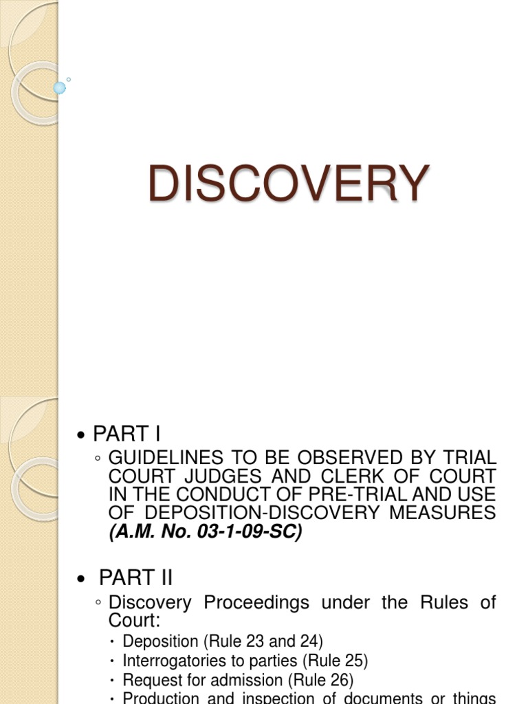 Discovery | PDF | Deposition (Law) | Discovery (Law)