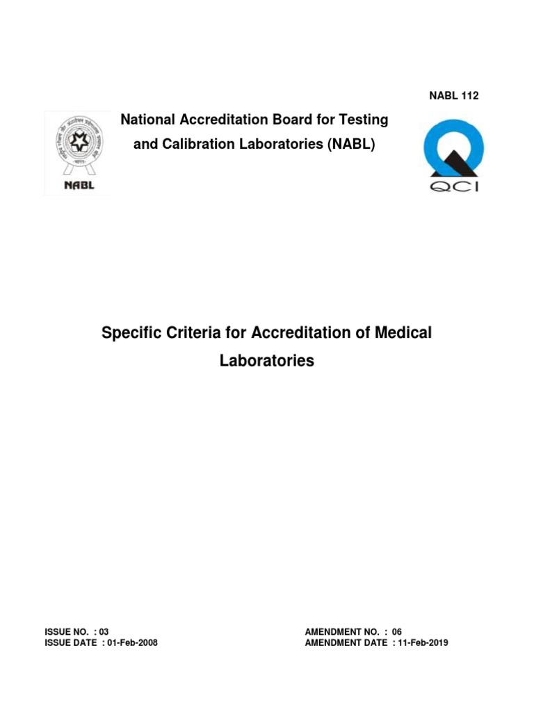 NABL 112: Medical Lab Accreditation Criteria | PDF | Calibration ...