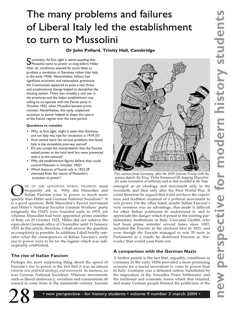 Rise of Mussolini | PDF | Benito Mussolini | Nazi Party