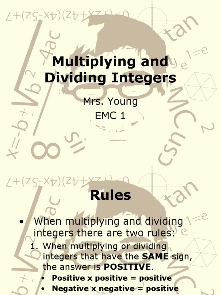 3-6 Multiplying and Dividing Integers | PDF