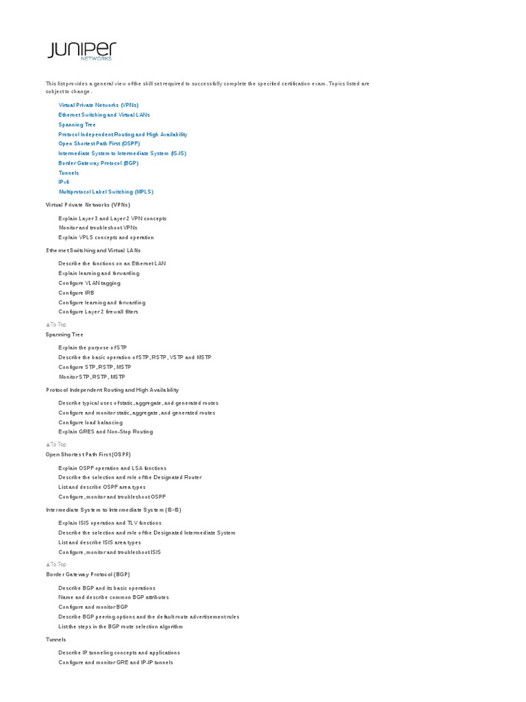 JNCIS SP Objectives | PDF | Multiprotocol Label Switching | Networking