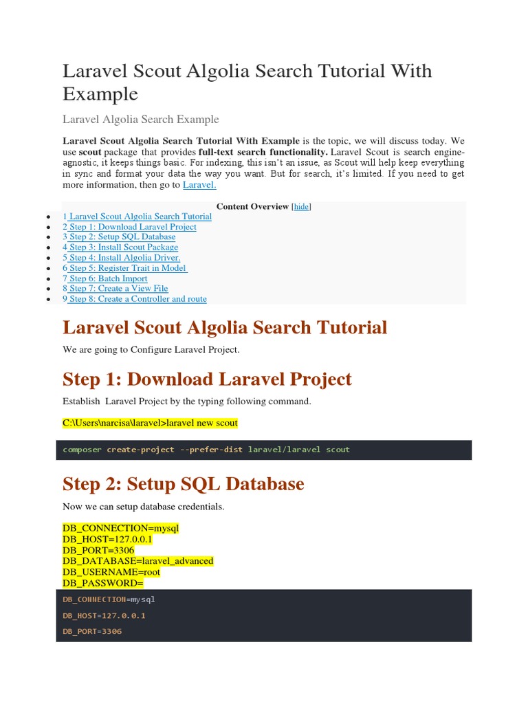 Laravel Scout Algolia Search Tutorial With Example | PDF | Databases | Php