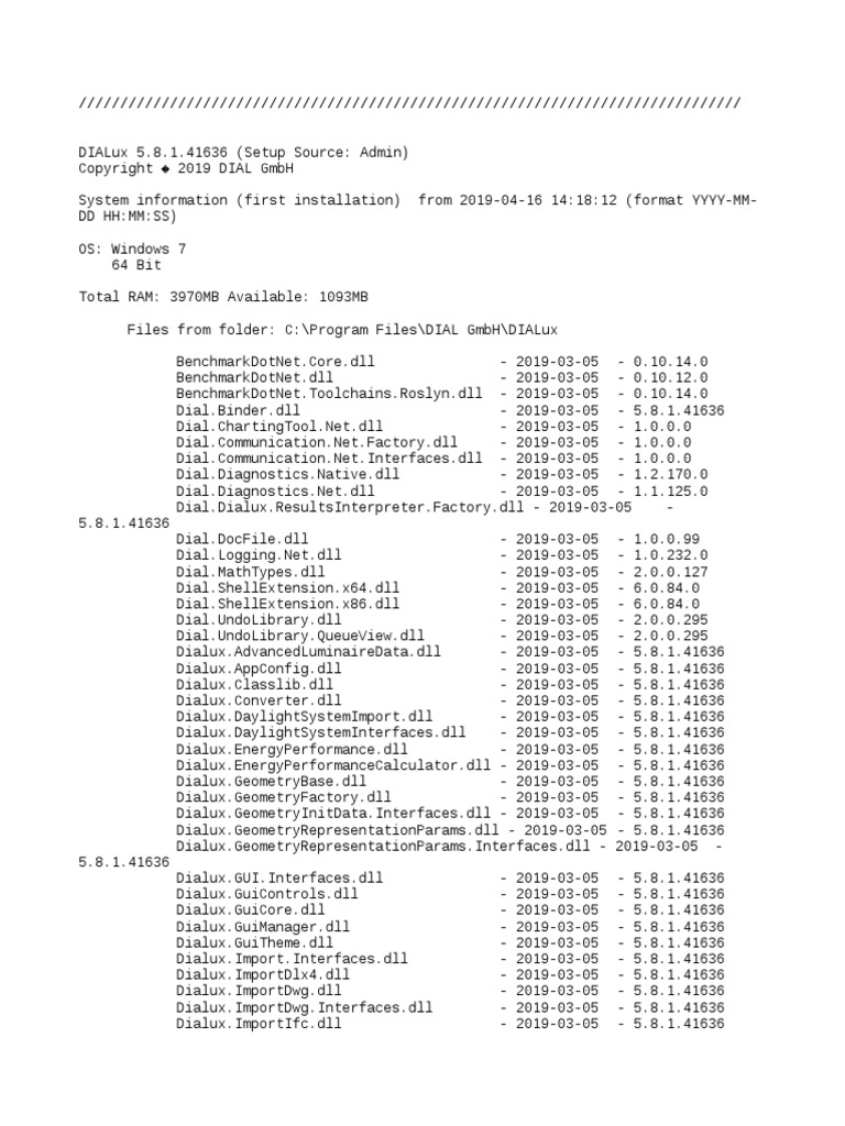 DIALux Setup Information | PDF | Graphical User Interfaces | Ibm Pc Compatibles