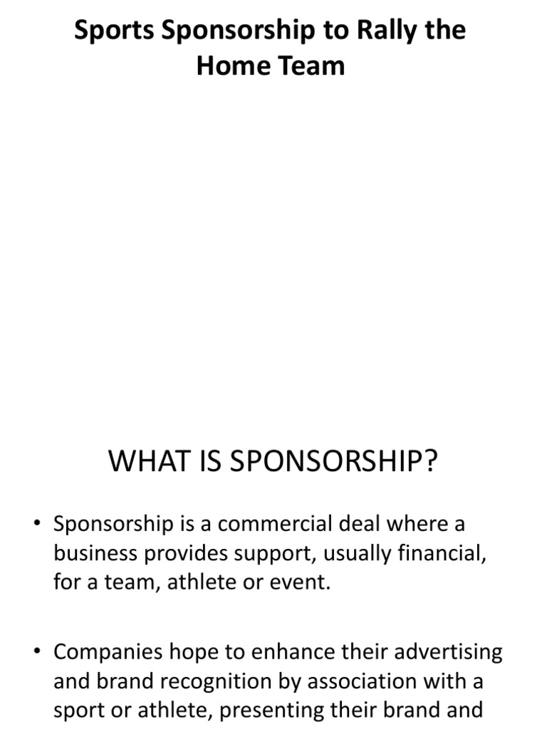 Sports Sponsorship To Rally The Home Team | PDF | Sponsor (Commercial ...