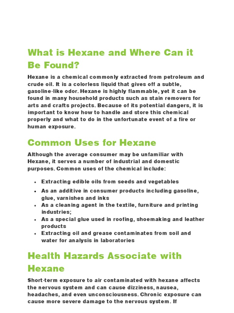 What Is Hexane and Where Can It Be Found? | PDF | Hypothermia | Toxicity