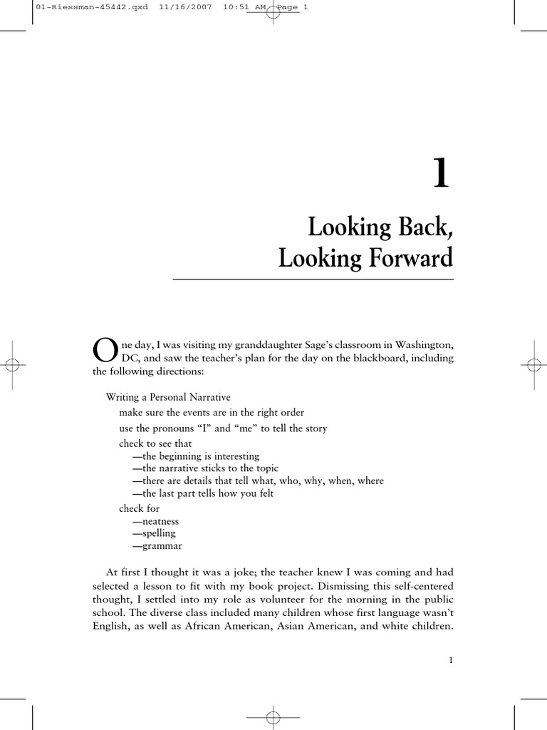 Looking Back, Looking Forward - Riessman | PDF | Narrative | Storytelling