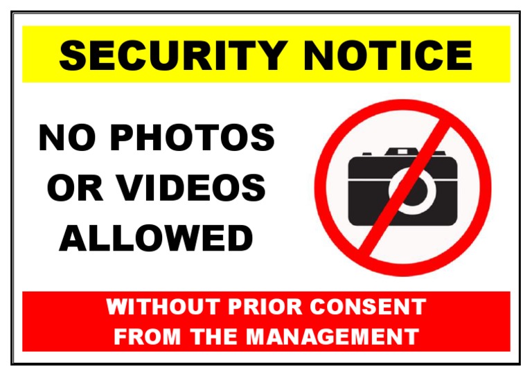 Security Notice: No Photos or Videos Allowed | PDF