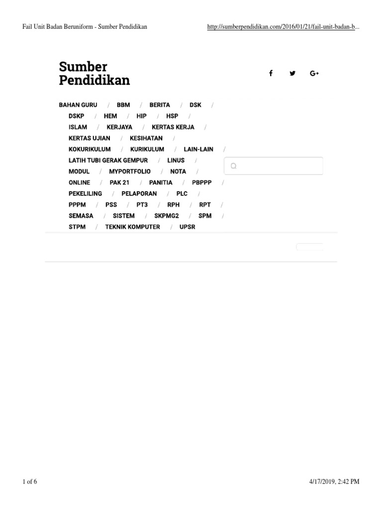 Fail Unit Badan Beruniform - Sumber Pendidikan | PDF