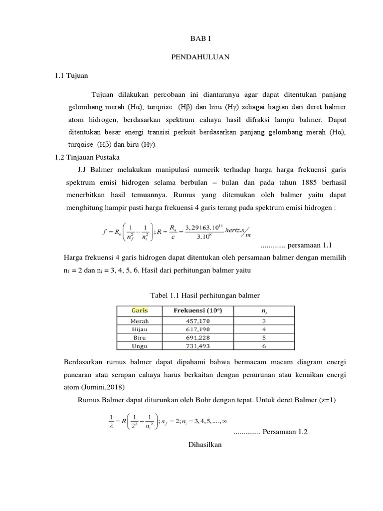 Deret Balmer dalam Spektrum Hidrogen | PDF | Metode & Bahan Ajar ...