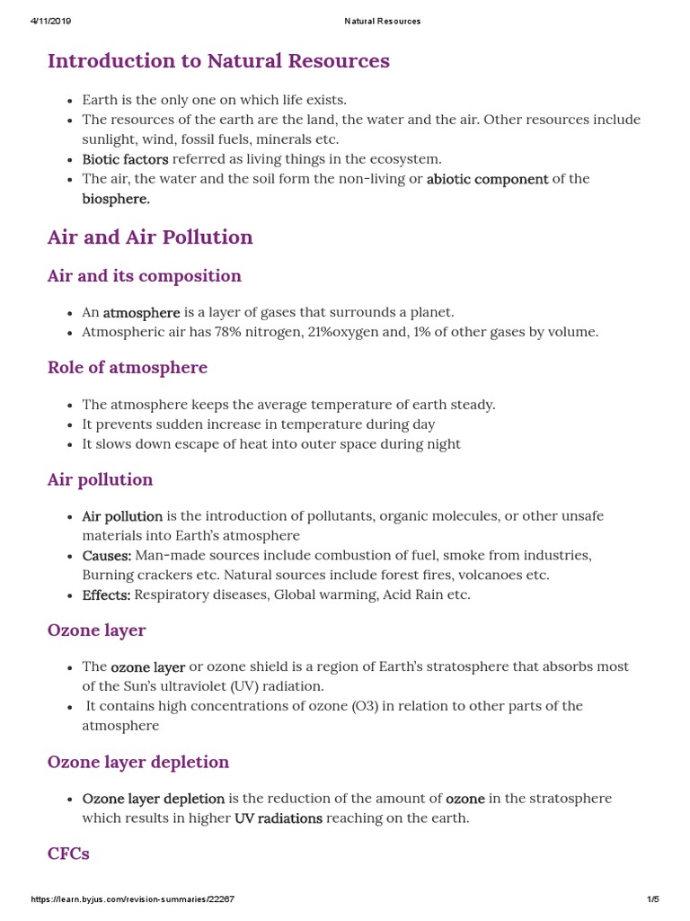 Natural Resources Notes | Download Free PDF | Atmosphere Of Earth | Soil
