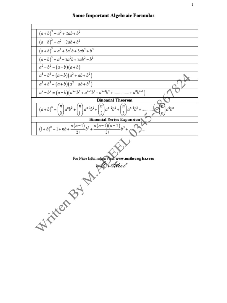 Important Formulas F.SC, I.C.S Part-1 (Trigonometric) | PDF ...