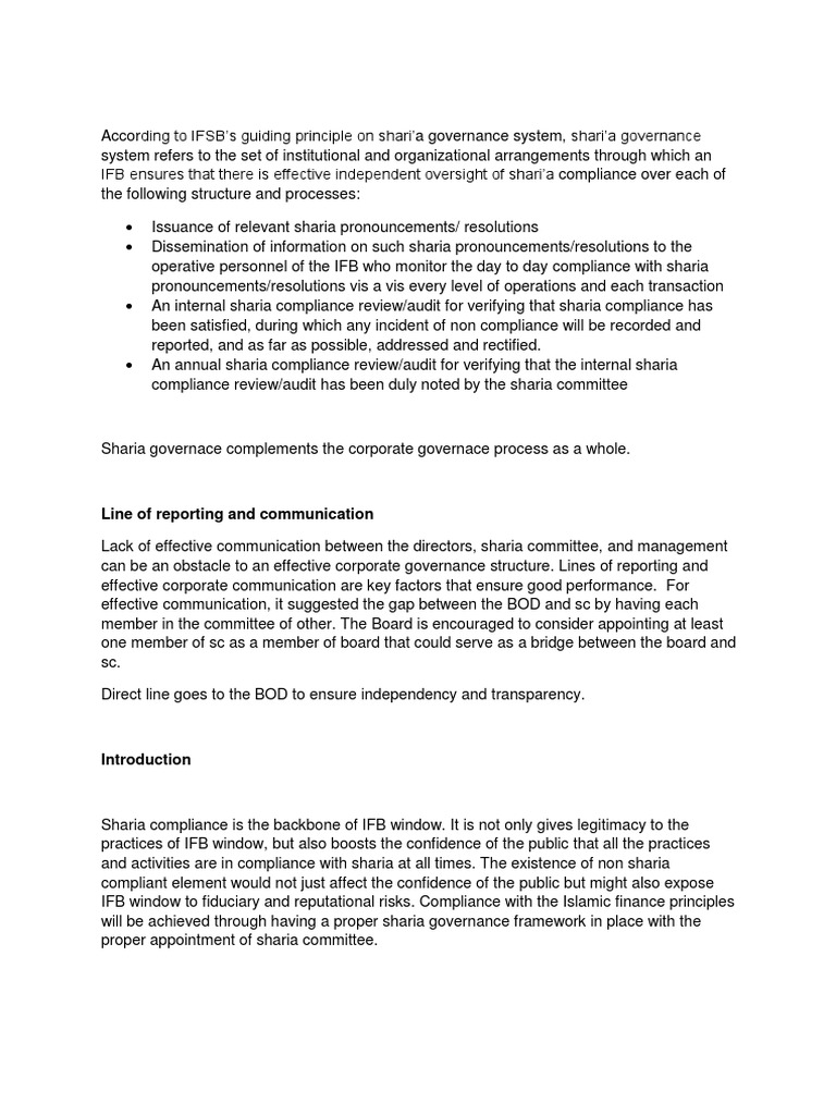 Line of Reporting and Communication | PDF | Sharia | Governance