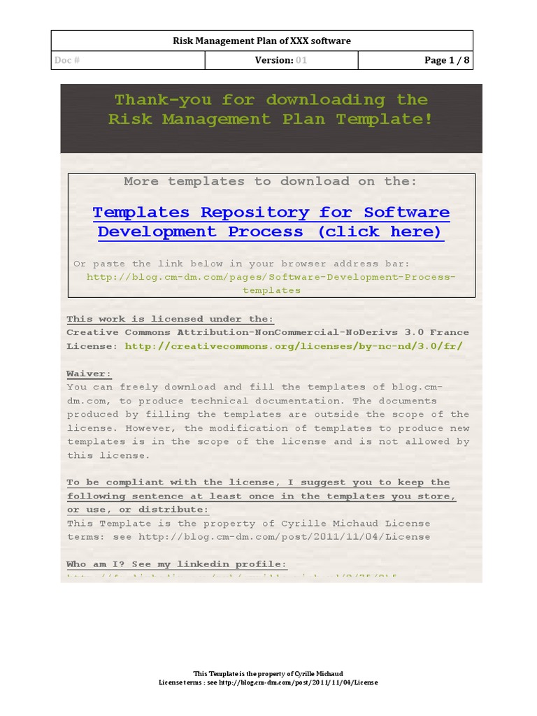 Risk Management Plan Template | Download Free PDF | Risk Management ...
