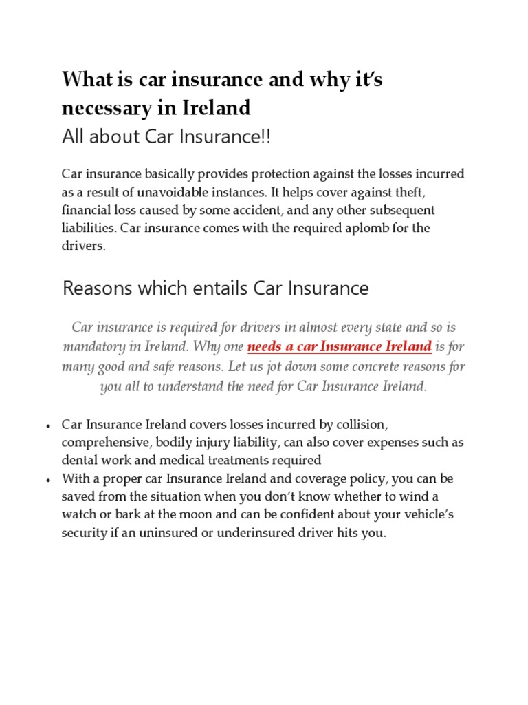Car Insurance Ireland | PDF | Vehicle Insurance | Insurance