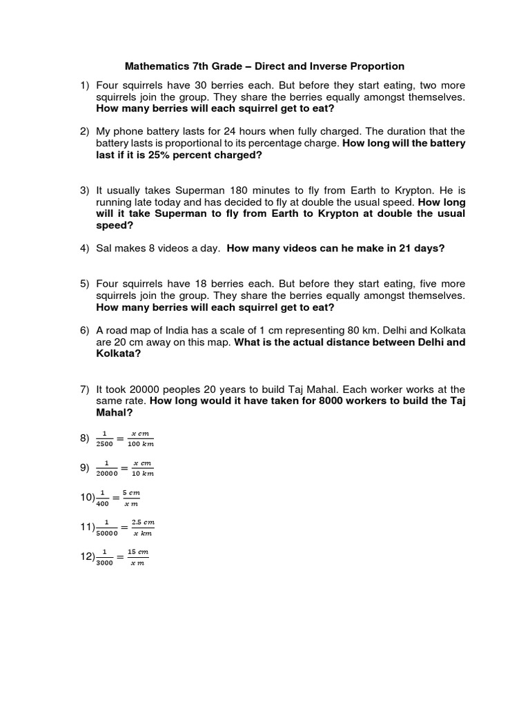 Direct and Inverse Proportion | PDF
