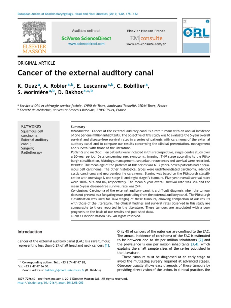 Cancer of The External Auditory Canal | PDF | Metastasis | Radiation ...