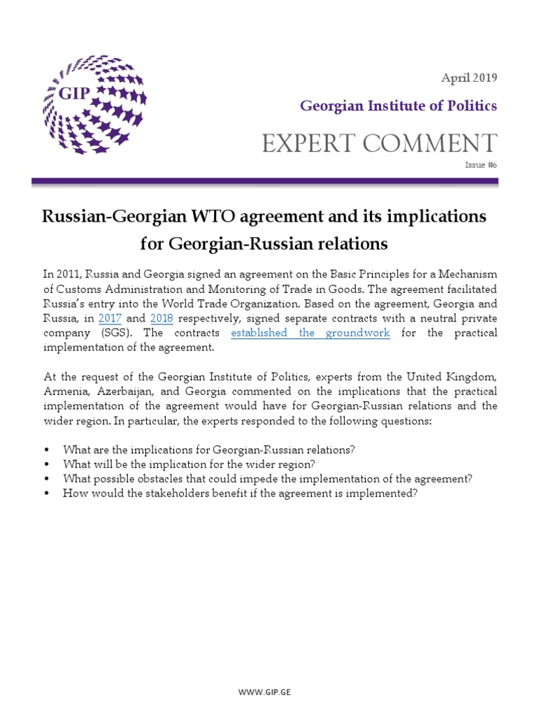 Russian-Georgian WTO Agreement and Its Implications For Georgian ...