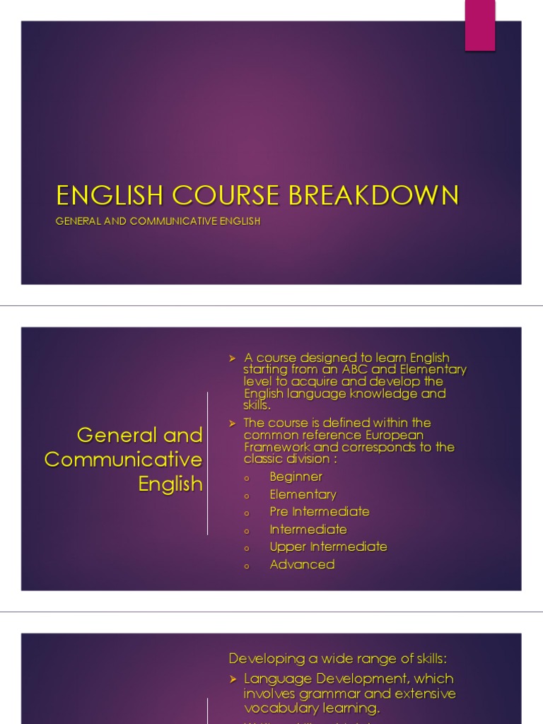 English Course Breakdown | PDF | English Language | Fluency