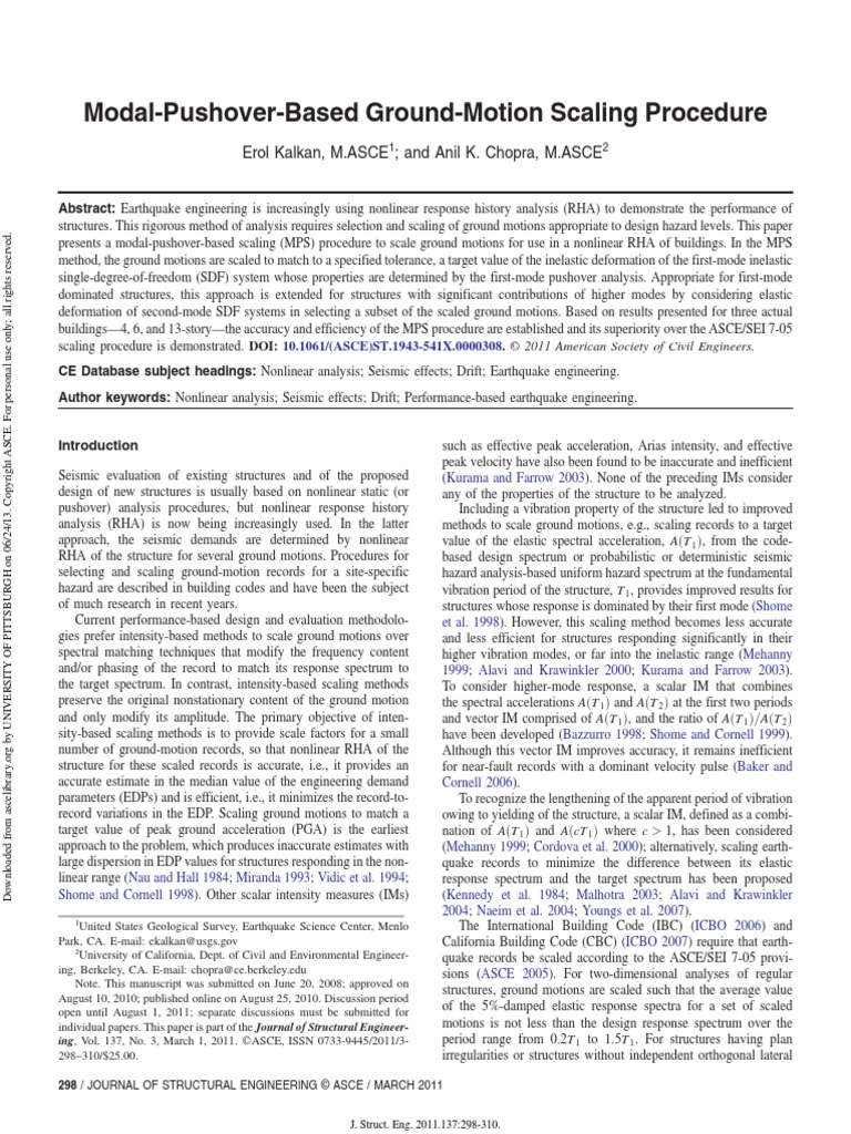 Modal-Pushover-Based Ground-Motion Scaling Procedure: Erol Kalkan, M ...