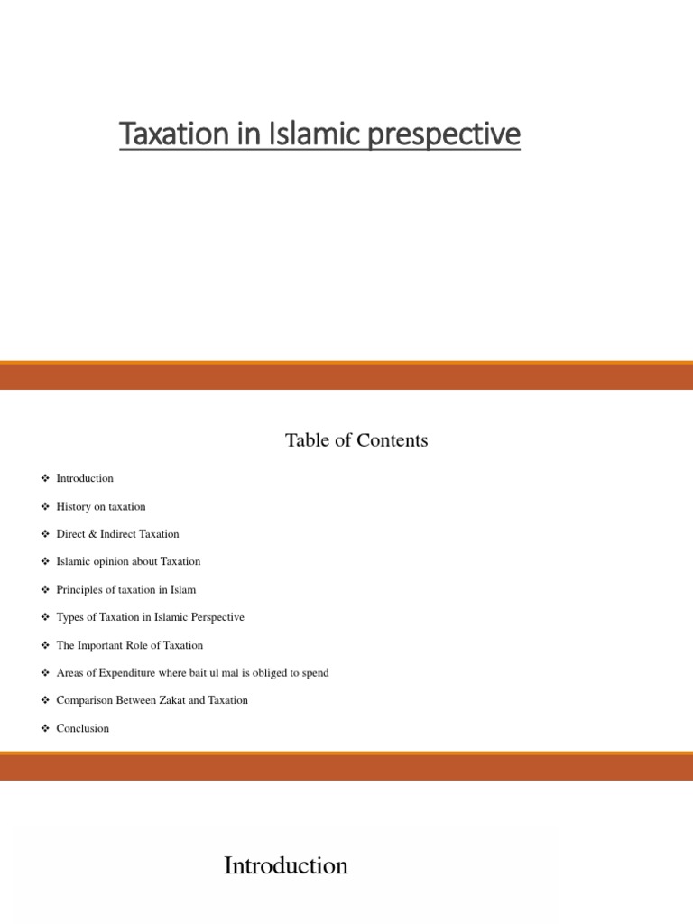 An In-Depth Analysis of Taxation from an Islamic Perspective | PDF ...