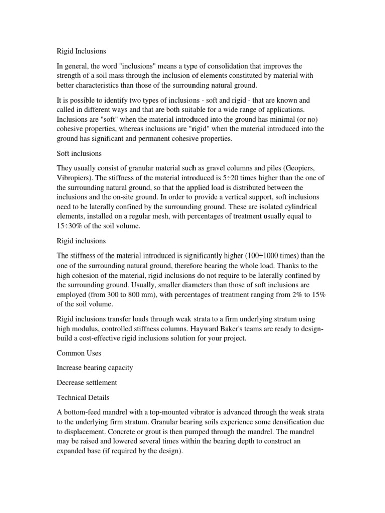 Rigid Inclusions | PDF | Concrete | Civil Engineering