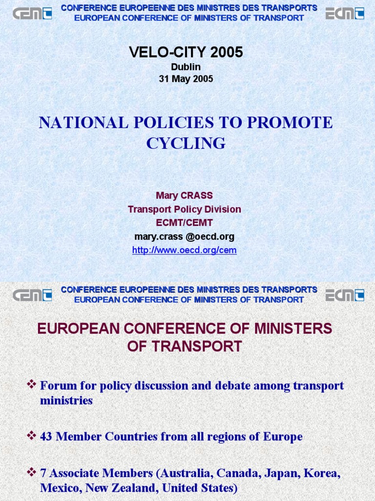 National Policies To Promote Cycling: VELO-CITY 2005 | PDF | Policy ...