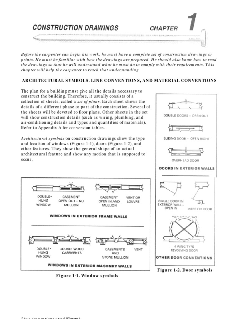 Architectural Symbols. Line Conventions, and Material Conventions | PDF ...