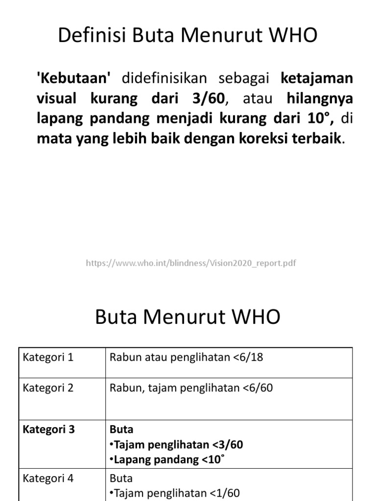 Definisi Buta Menurut WHO | PDF