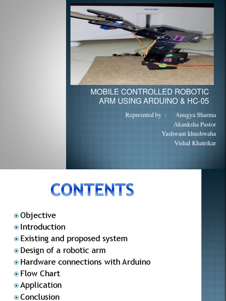 Mobile Controlled Robotic Arm Using Arduino And Hc 05 Pdf Arduino Robotics 