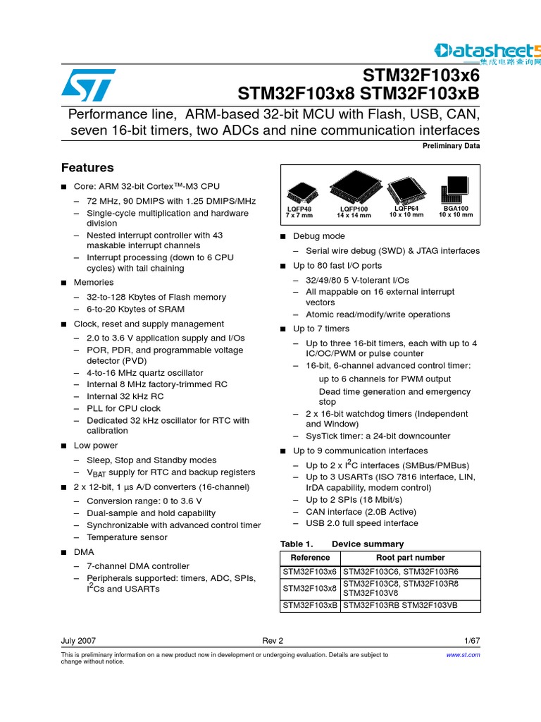 STM32F103C8T6 PDF | PDF | Arm Architecture | Embedded System