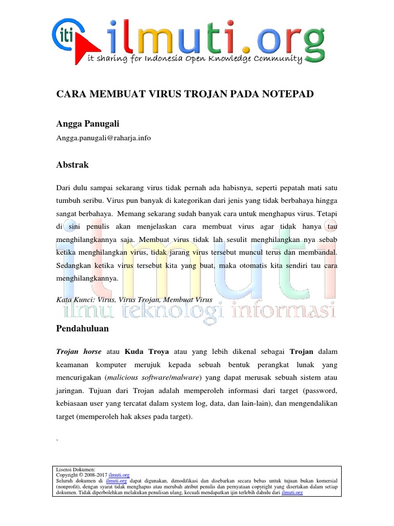 Cara Membuat Virus Trojan Pada Notepad | PDF