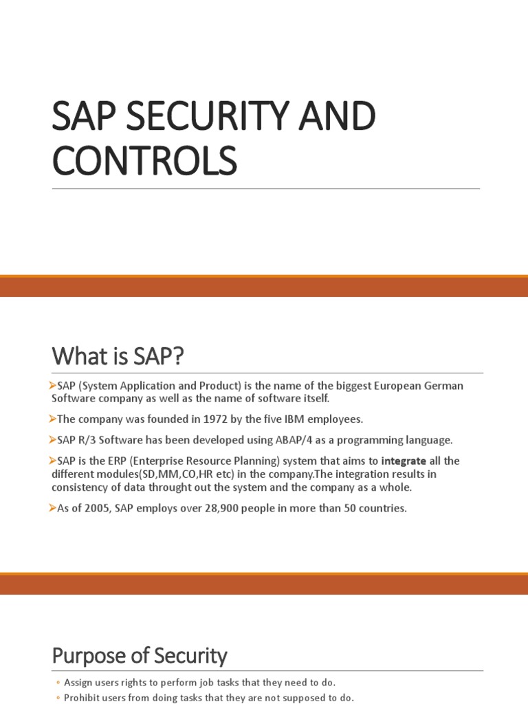 Sap Security and Controls | Download Free PDF | Information Technology ...