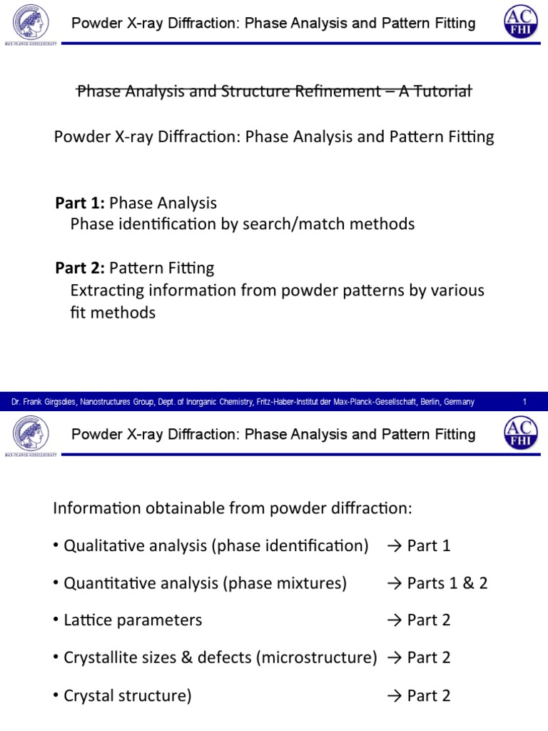 Powder XRD Phase Analysis and Pattern Fitting Tutorial | PDF | X Ray ...