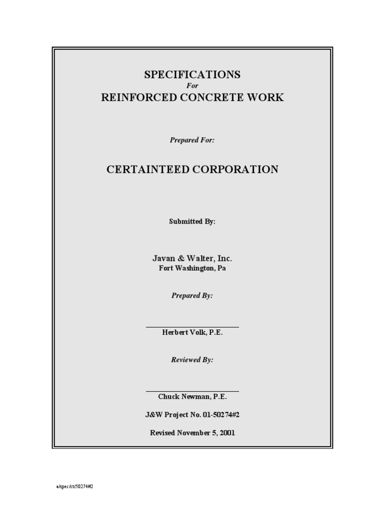 DISCIPLINESPECS - 20011105 - Standard Specifications For Concrete Work ...