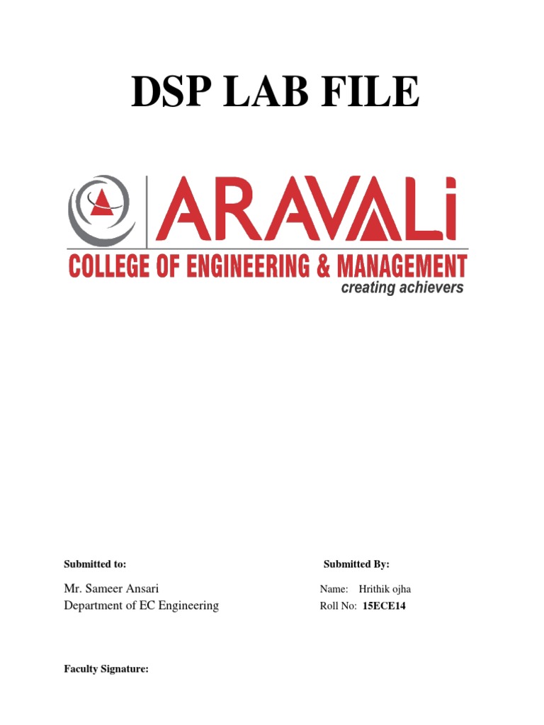 DSP Lab File: Mr. Sameer Ansari Department of EC Engineering | PDF