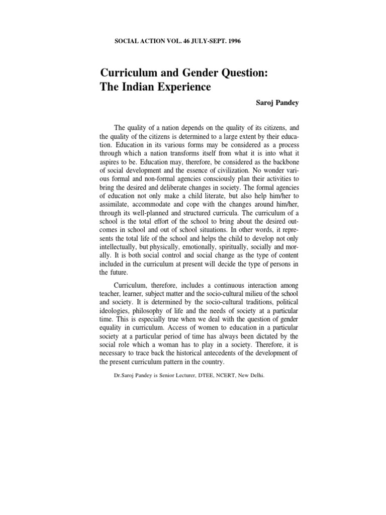 Curriculum and Gender | PDF | Curriculum | Female Education