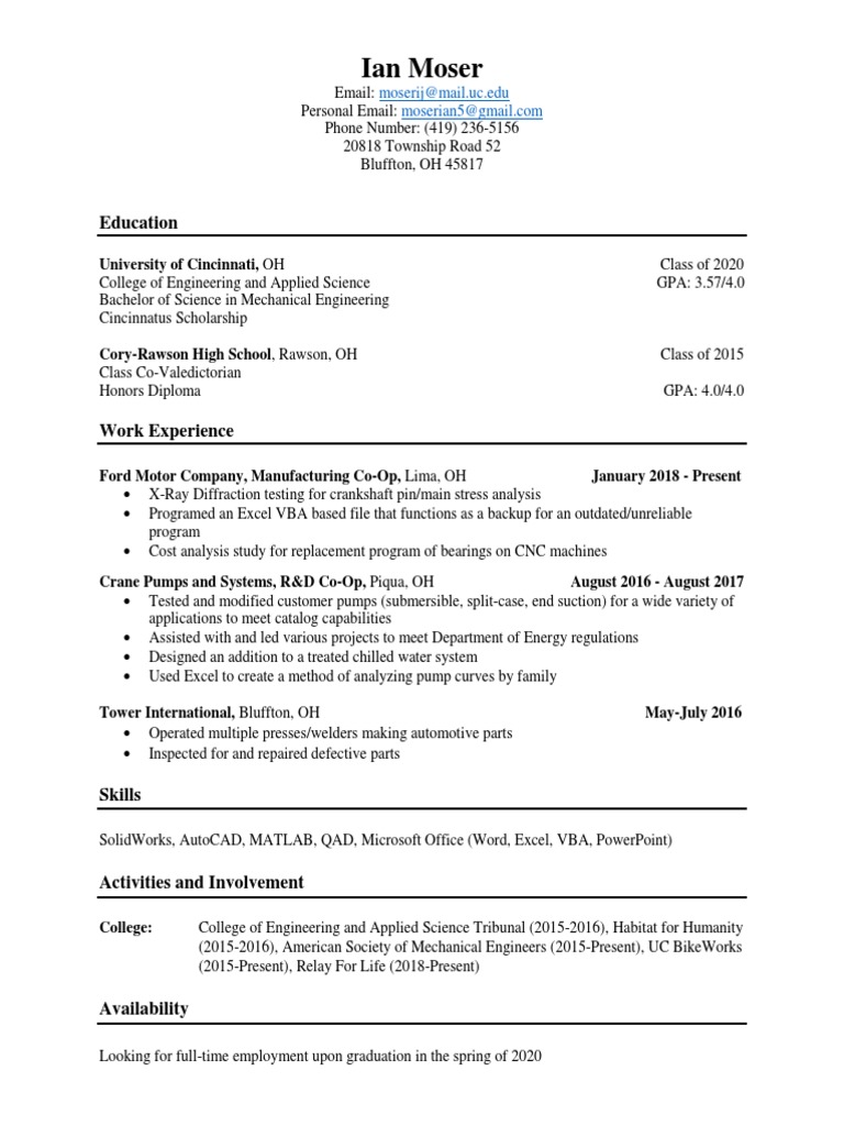 Moser Ian Resume 2019 | PDF | Career & Growth | Computers