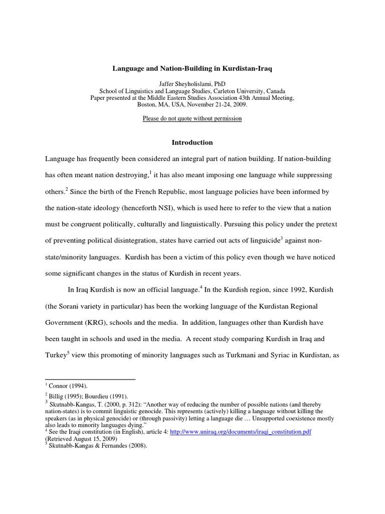 Language and Nation | PDF | Iraqi Kurdistan | World Politics