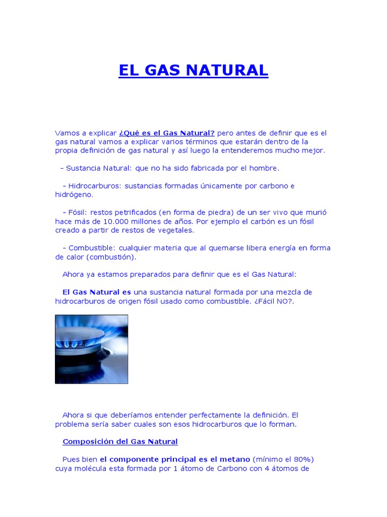 Definición y origen del gas natural | PDF | Gas natural | Combustibles