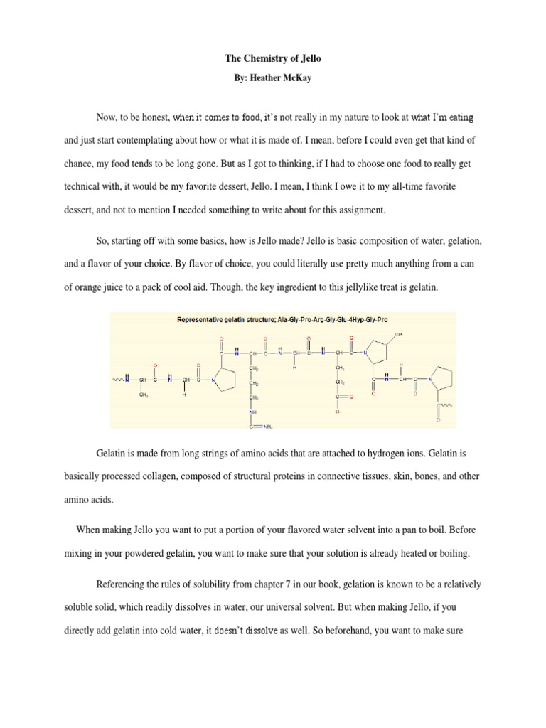 The Chemistry of Jello | PDF | Gelatin | Solution