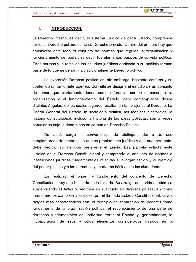 Intro Derecho Consti | PDF | Constitución | Caso de ley
