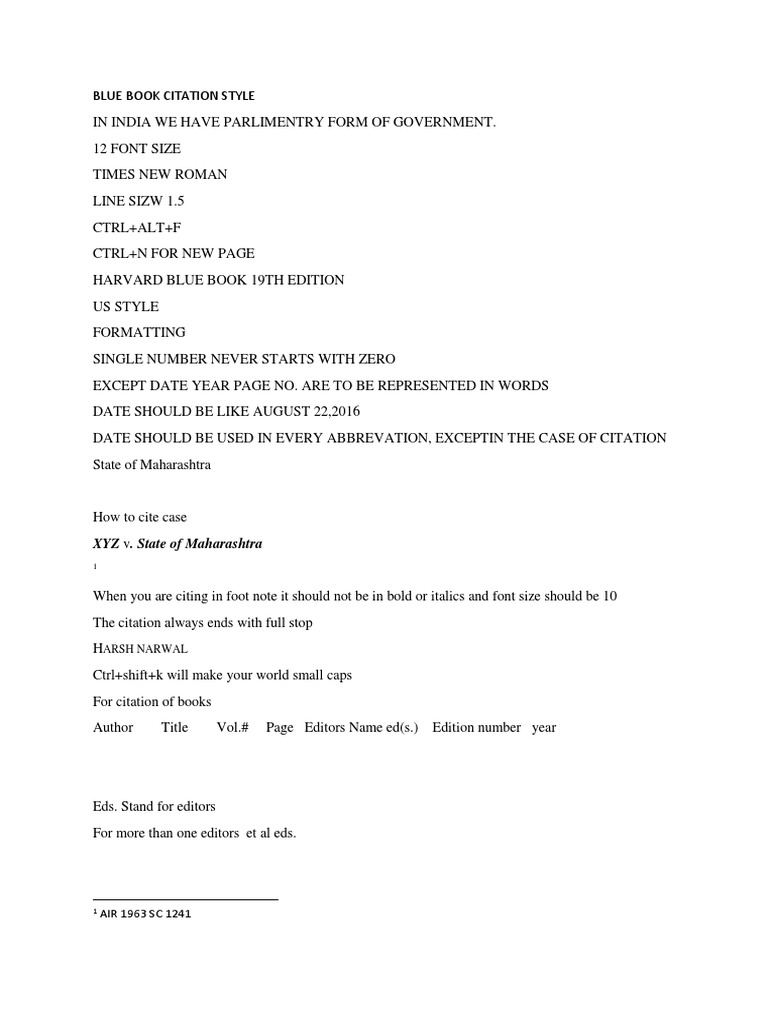 A Comprehensive Guide to the Harvard Blue Book Citation Style ...