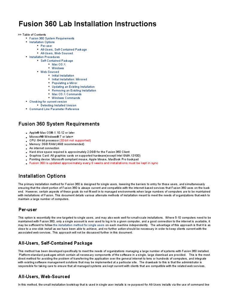 Fusion 360 Lab Installation | PDF | Installation (Computer Programs ...