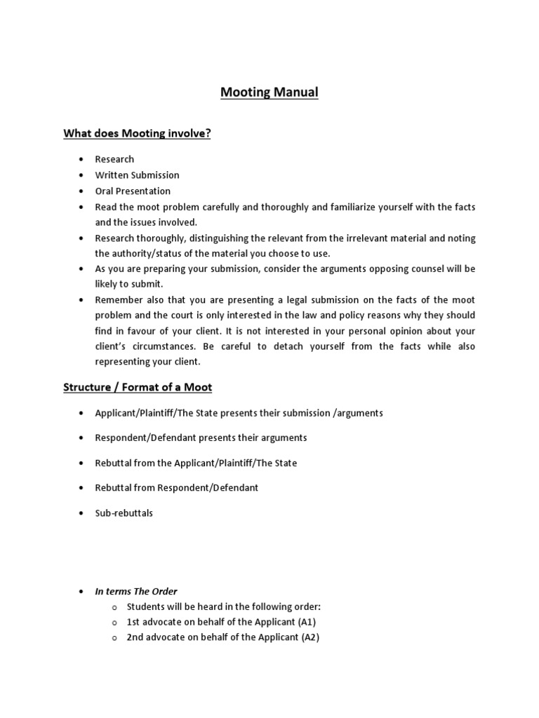 Mooting Manual: What Does Mooting Involve? | PDF | Judgment (Law) | Judge