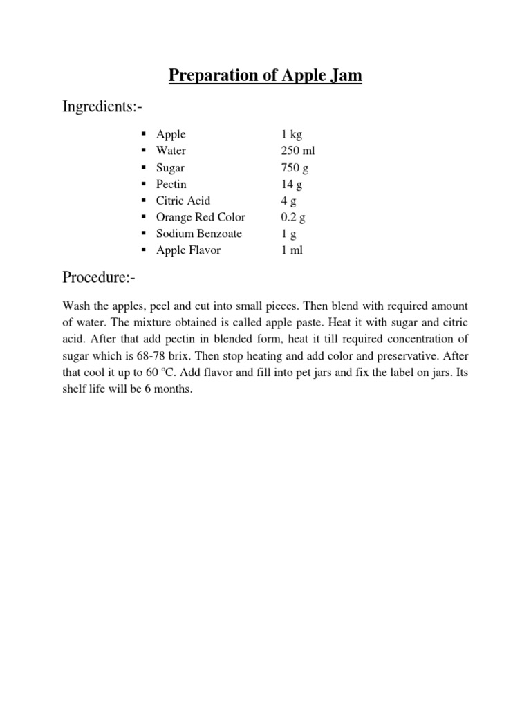 Preparation of Apple Jam | PDF