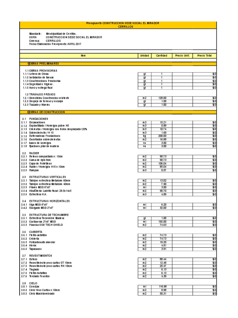 Presupuesto Obra | PDF | Materiales de construcción | Ingeniería de ...