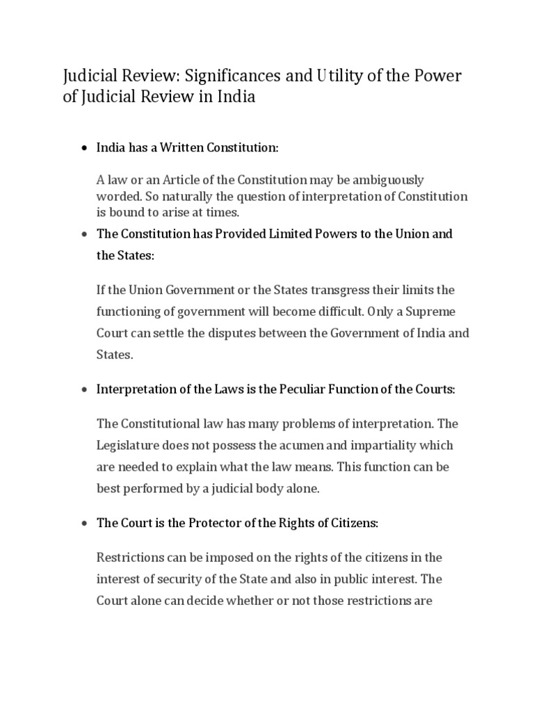 Judicial Review: Significances and Utility of The Power of Judicial ...